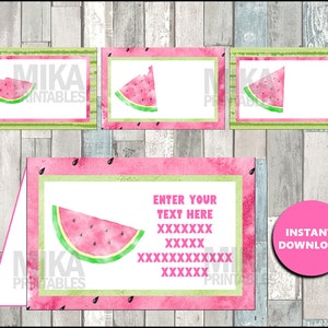 Watermelon Food Labels Instant Download , Watermelon Food Tent Cards ...