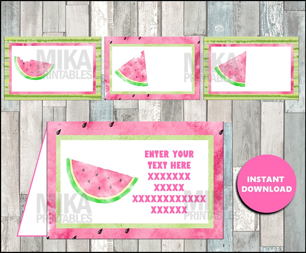 Watermelon Food Labels Instant Download , Watermelon Food Tent Cards ...