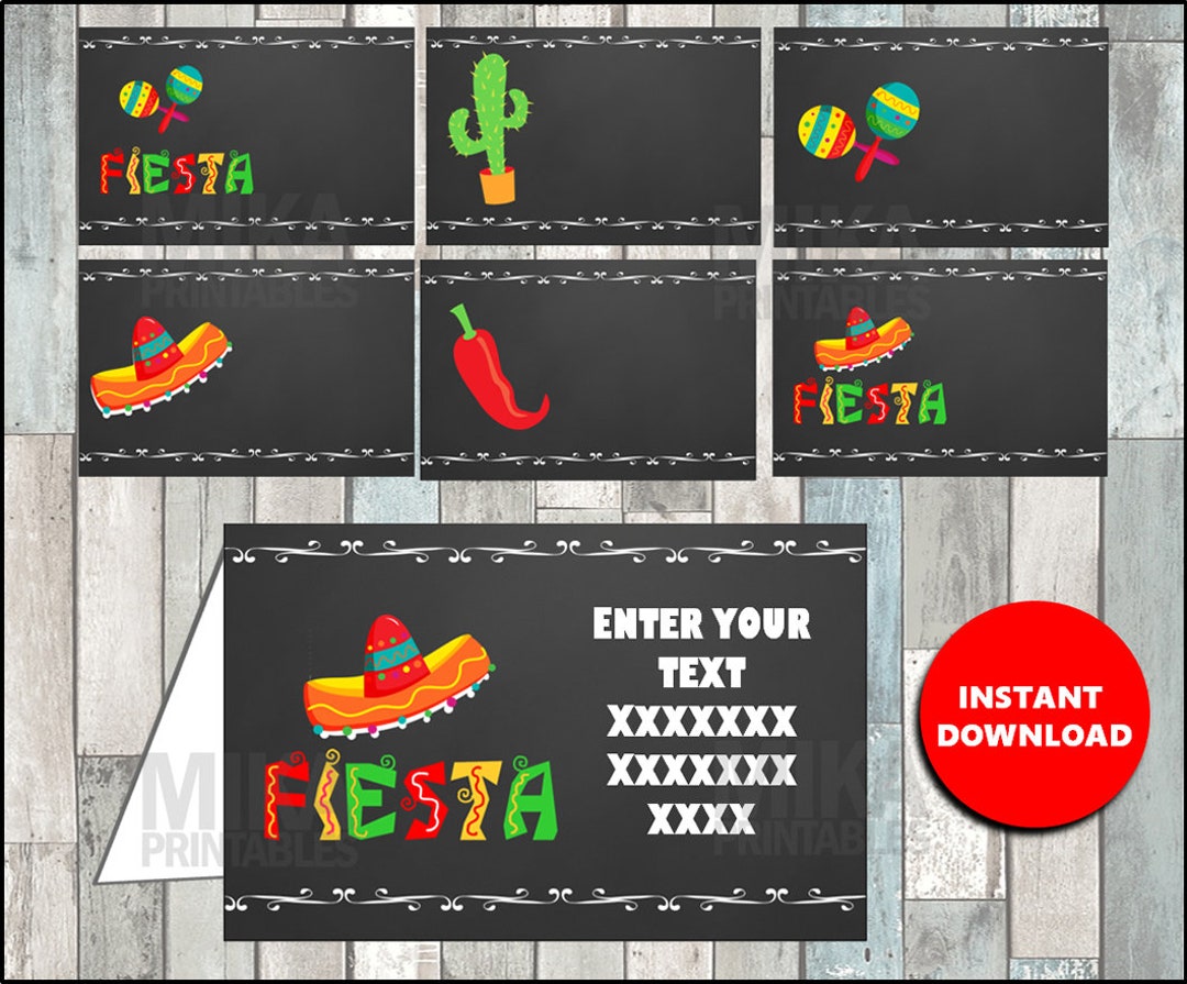Mexican Fiesta Tent Cards, Food Labels, Buffet Cards, Food Tags, Labels ...