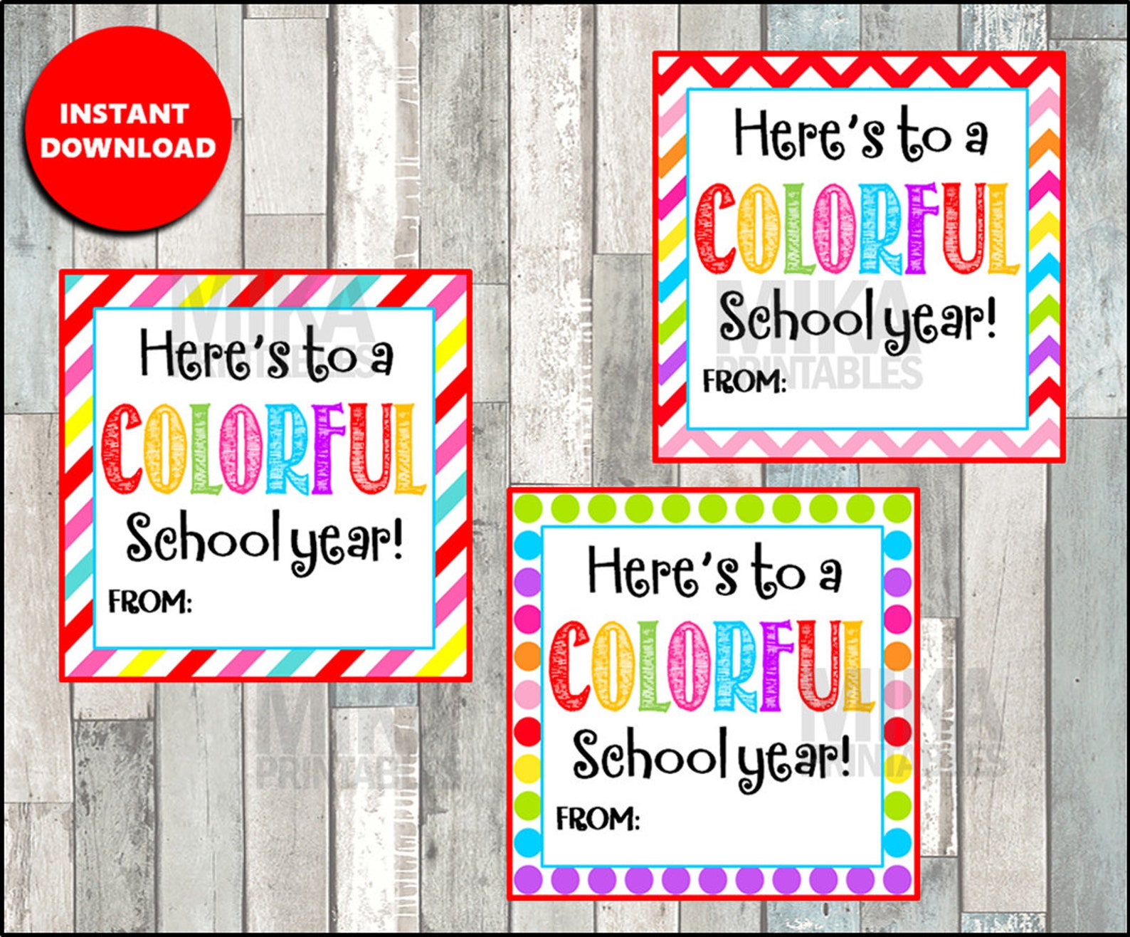 Instant Download, Back to School Colorful Year Gift Tag, Meet the ...