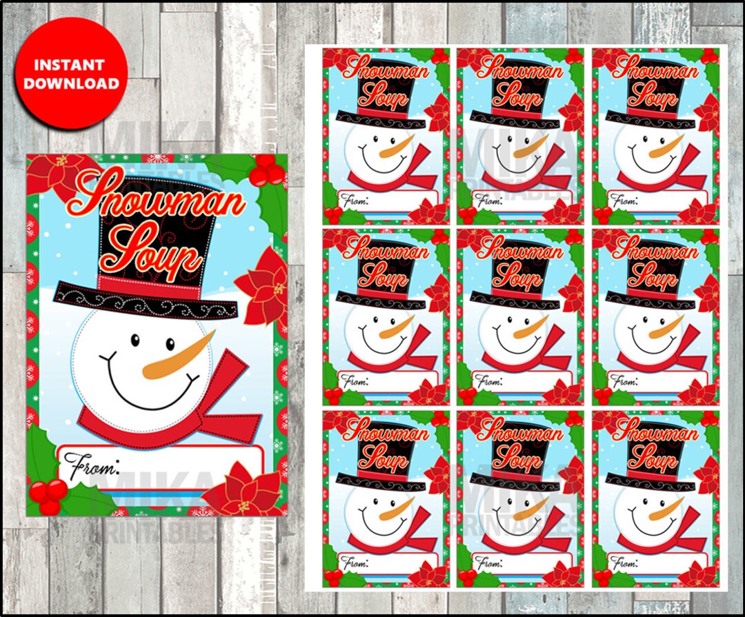Snowman Soup Favor Tag, Printable Snowman Soup Tag, Snowman Soup ...