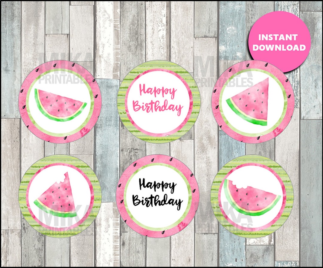 Watermelon Toppers Instant Download , Watermelon Cupcakes Toppers ...