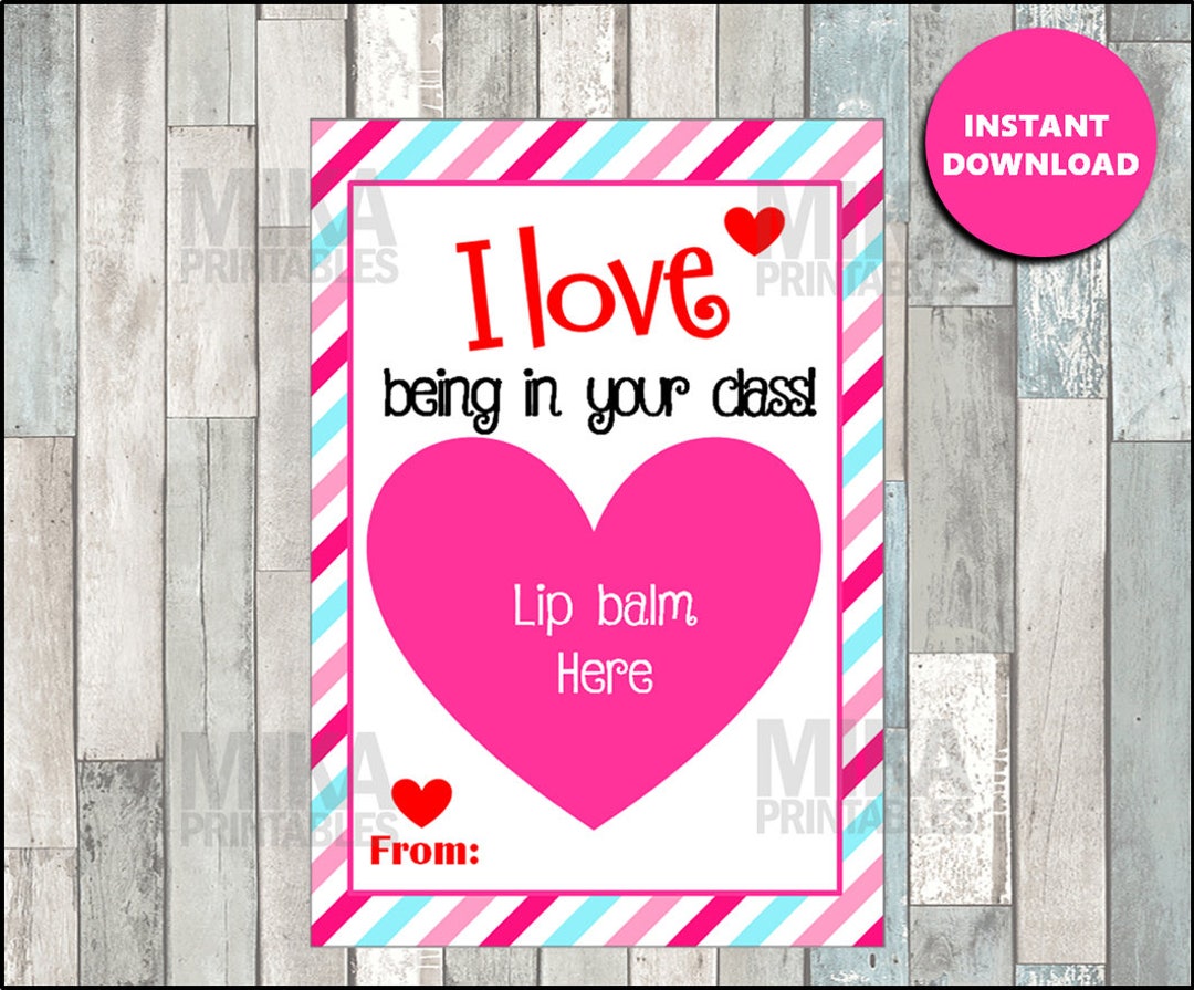 Teacher Valentine's Day Lip Balm Card, Valentine's Day Teacher's Gift ...