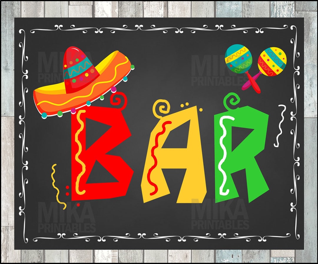 Mexican Bar Sign Printable Fiesta Bar Sign Cinco De Mayo - Etsy