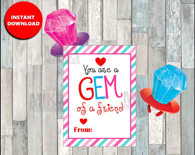 GEM OF A FRIEND Valentines Tag - Etsy Canada