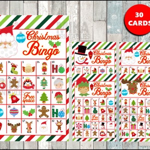 Printable Christmas Bingo Cards; Printable Santa Bingo Game, Holidays ...