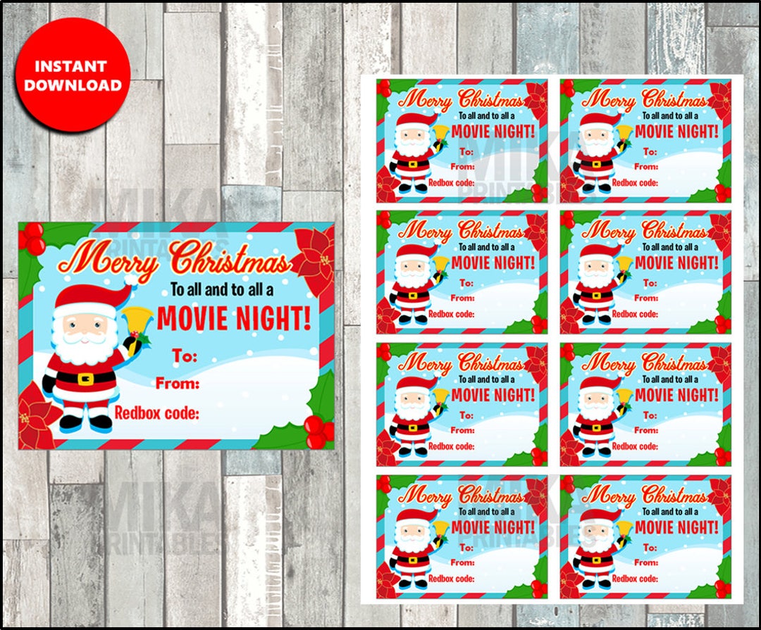 Printable Santa Redbox Gift Tag, Christmas Redbox Gift Tag Merry ...