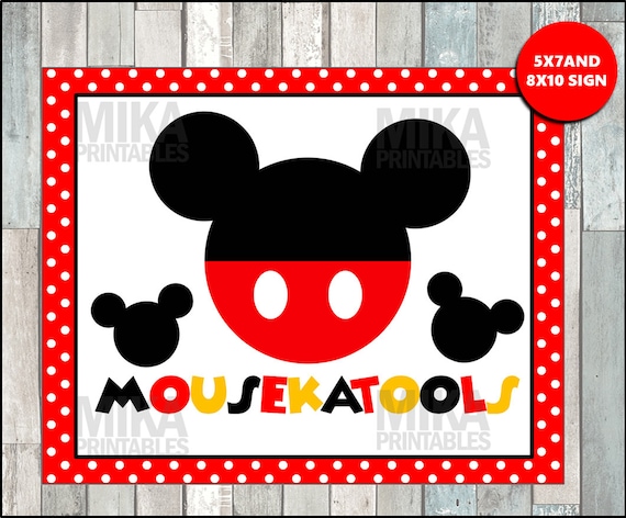 Printable Mickey Mouse 5x7 and 8x10 Mousekatools Party Sign | Etsy