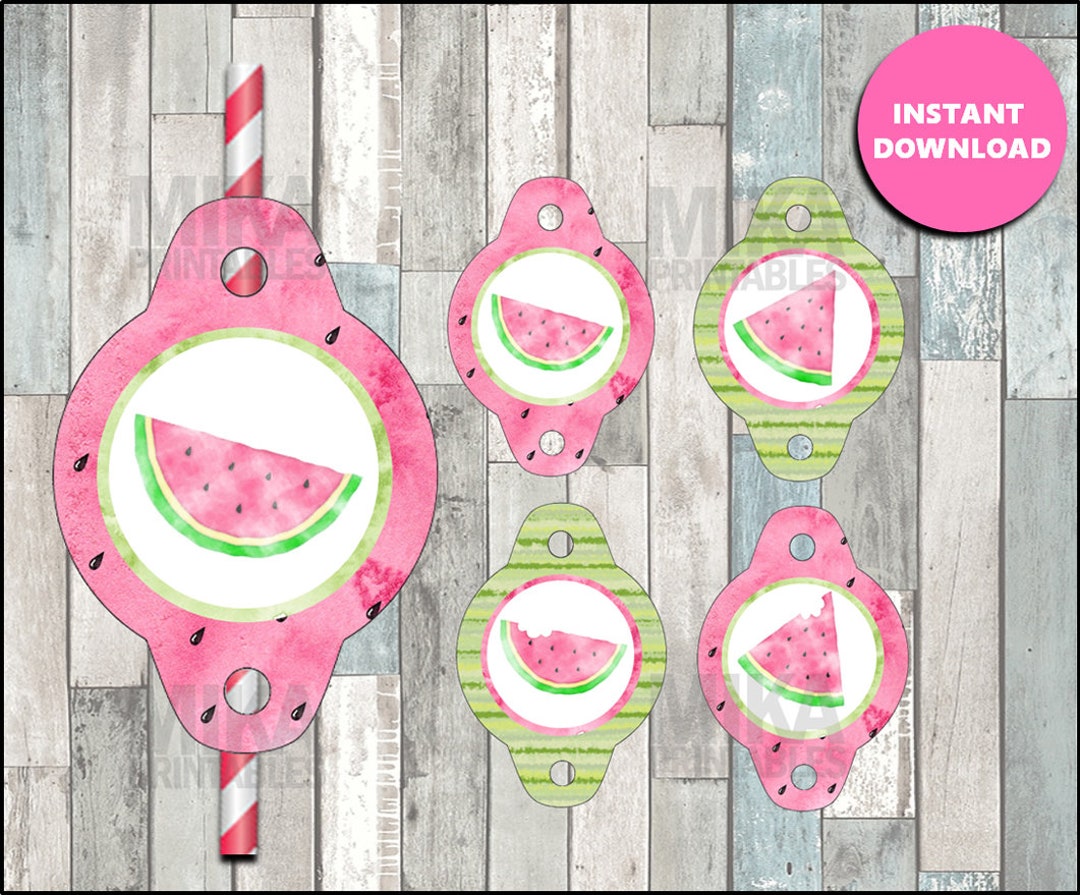 Watermelon Straw Tags Instant Download , Watermelon Straw Tags ...