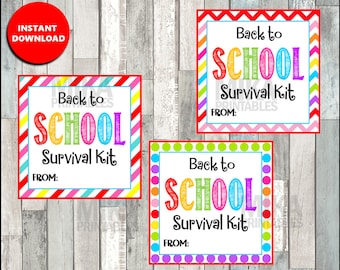 EDITABLE Middle School Survival Kit Gift Tags Back to School - Etsy