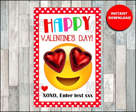 Emoji Valentine Printable Heart Card DIY Emoji Valentines – Housing