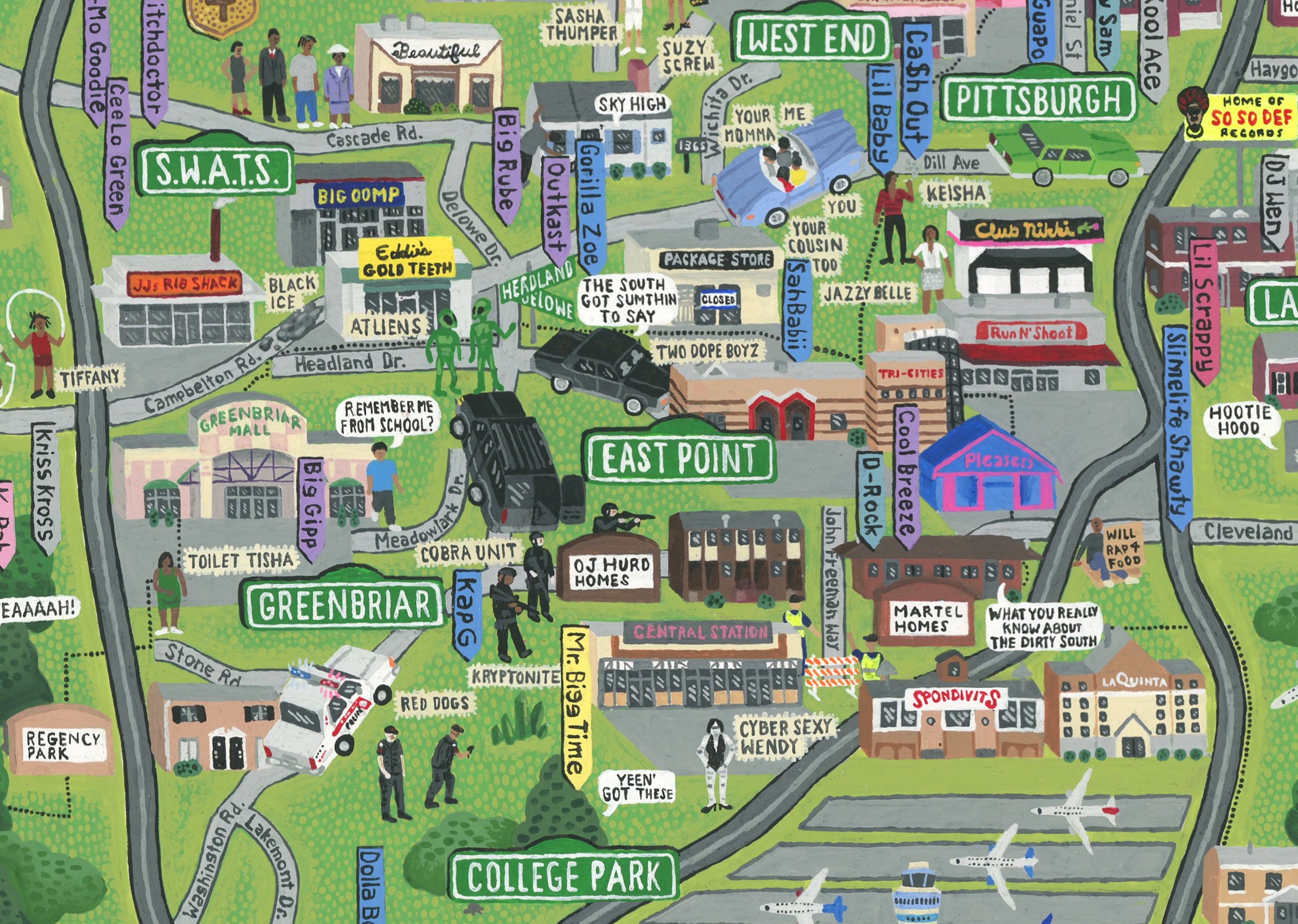 Atlanta Rap Map - Etsy