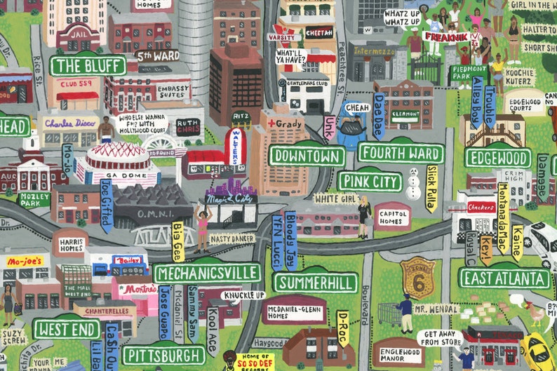 Atlanta Rap Map - Etsy