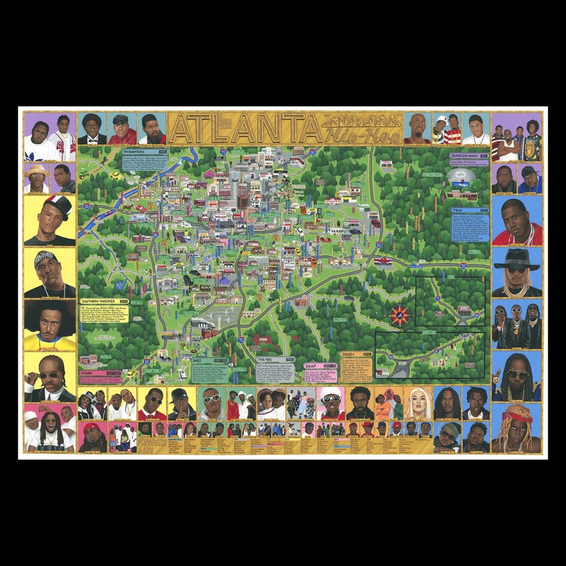 SIGNED Atlanta Rap Map - Etsy
