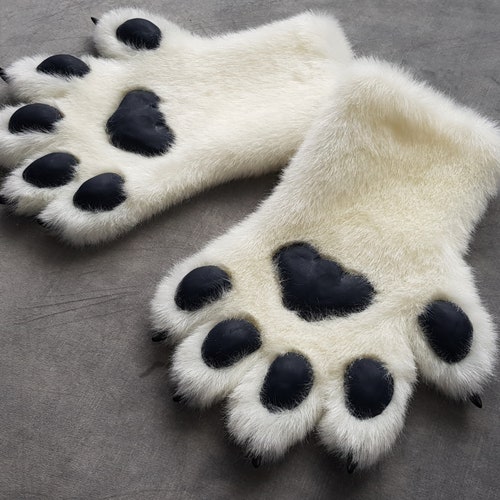 Gray White Fur Paws With Claws Fursuit Hand Paws Cat Paws - Etsy