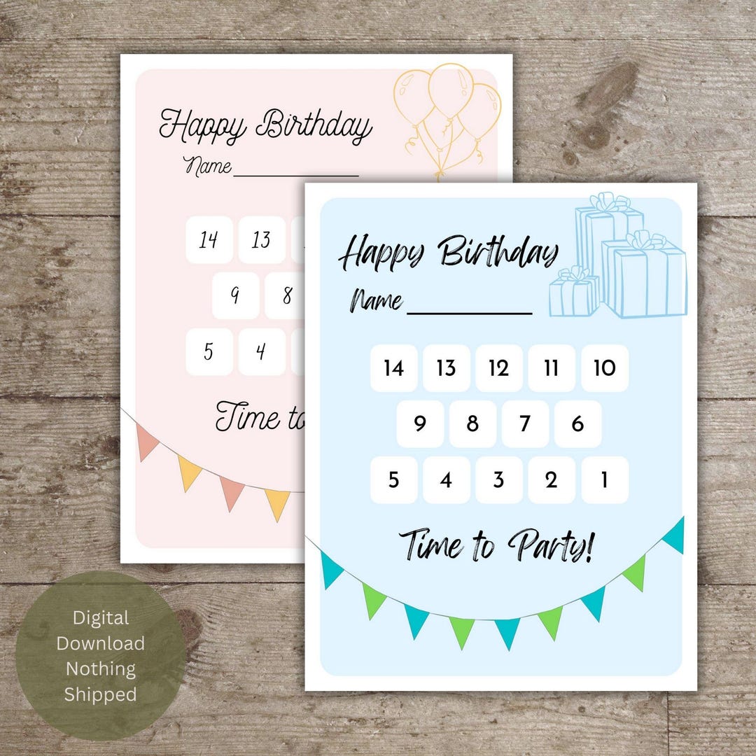 Birthday Countdown Printable Bundle - PDF - 2 Pages - Etsy
