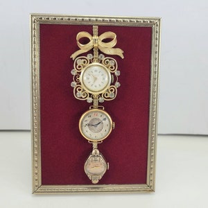 VINTAGE WATCHFACES ORNAMENT Framed Jewelry Artwork Picture Collage 3.5 ...