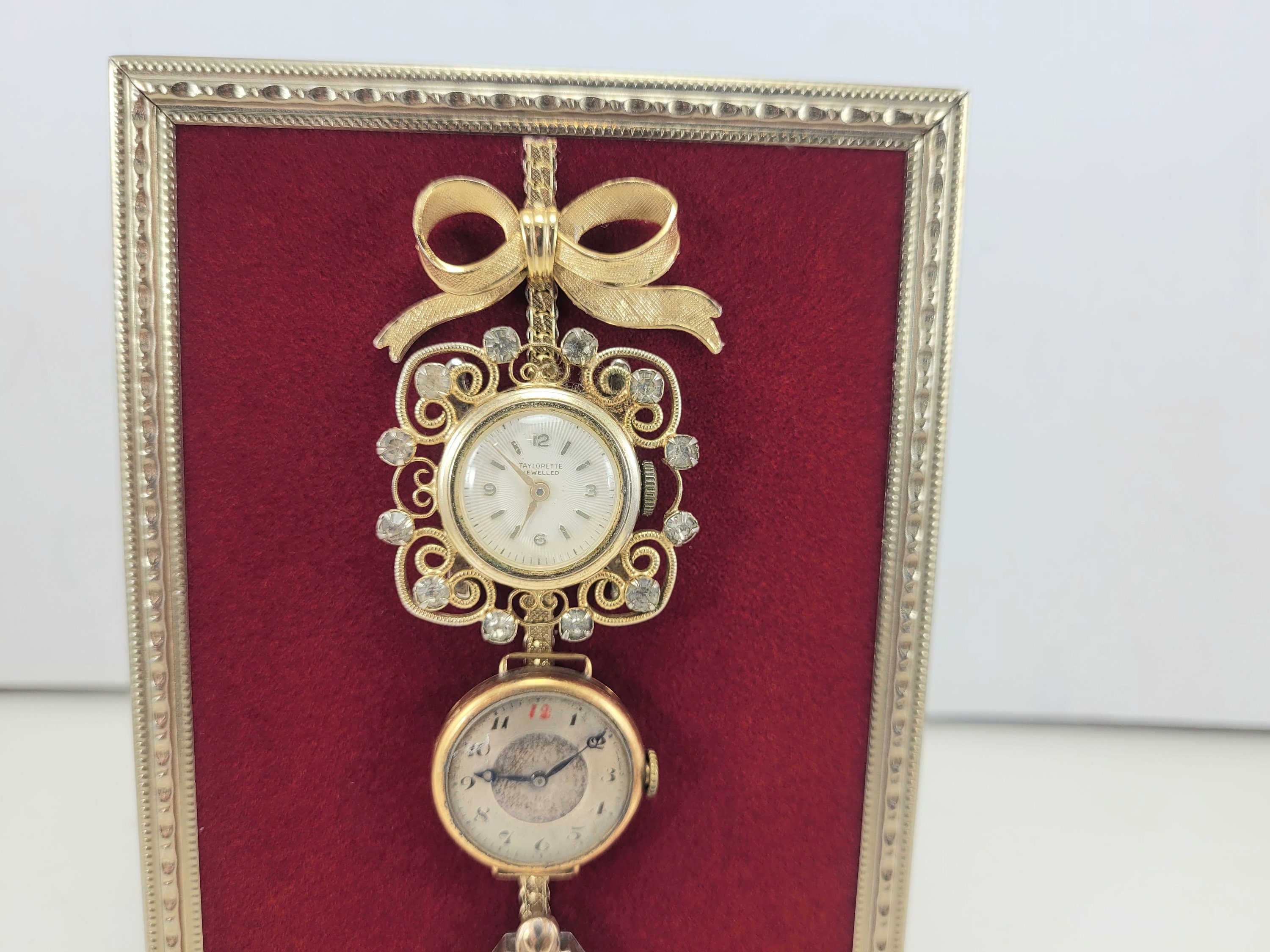 VINTAGE WATCHFACES ORNAMENT Framed Jewelry Artwork Picture Collage 3.5 ...