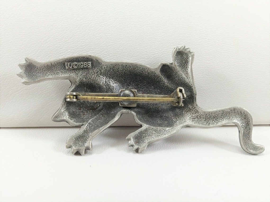 Vintage JJ Cat Brooch Pin Pewter Jonette Jewelry circa | Etsy