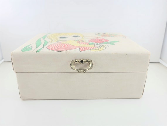 VINTAGE BIG EYED Girl 2 Tier Jewelry Box Eden Maio st… - Gem