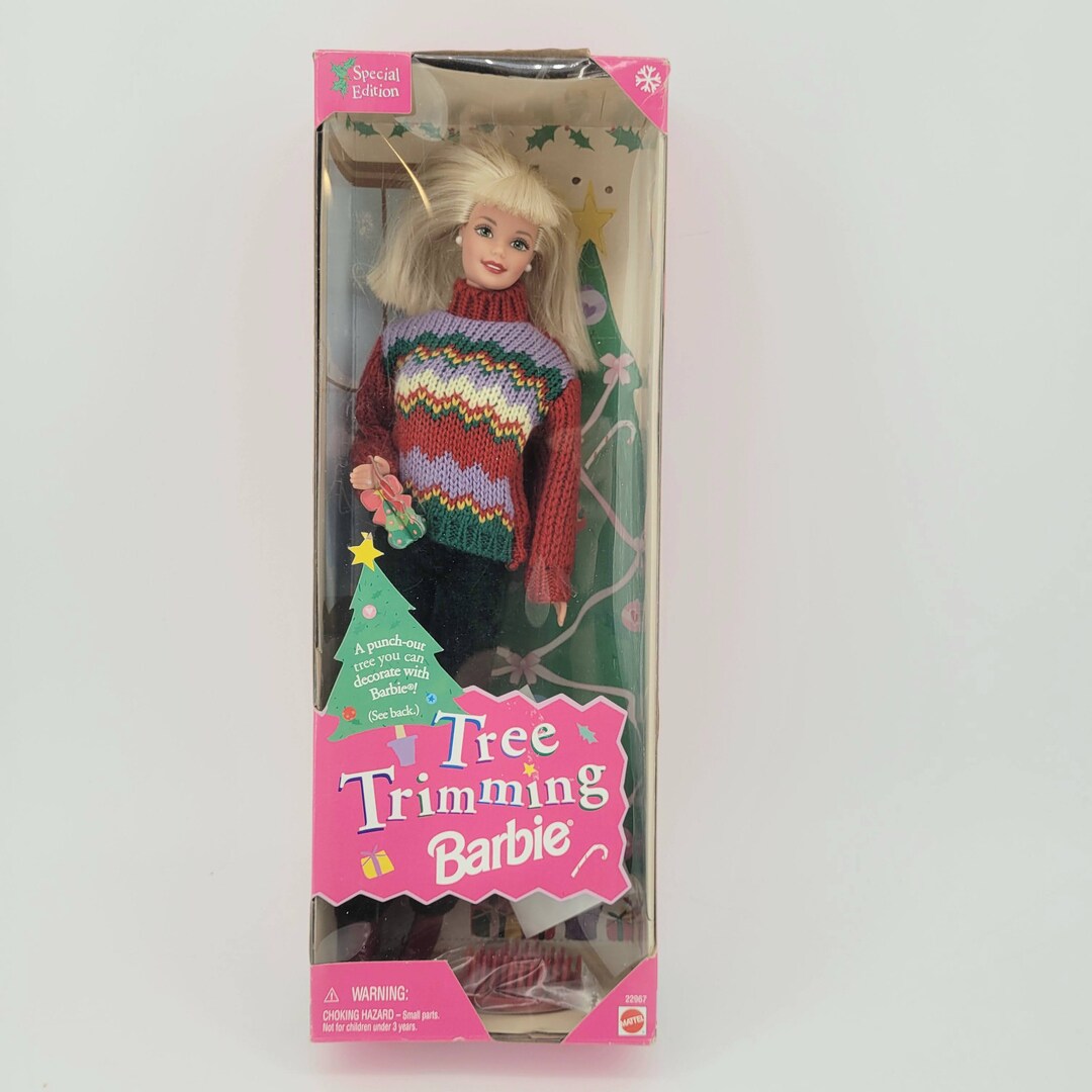 1996 "tree TRIMMING Barbie" Vintage Doll Special Edition 13" X 4.5 ...