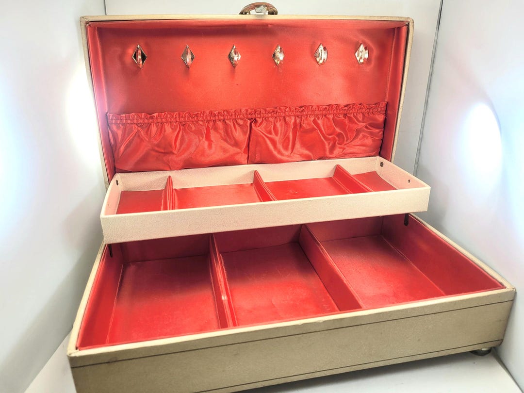 MIDCENTURY LADY BUXTON Style Upcycled 2 Tier Jewelry Box Vintage C1950 ...