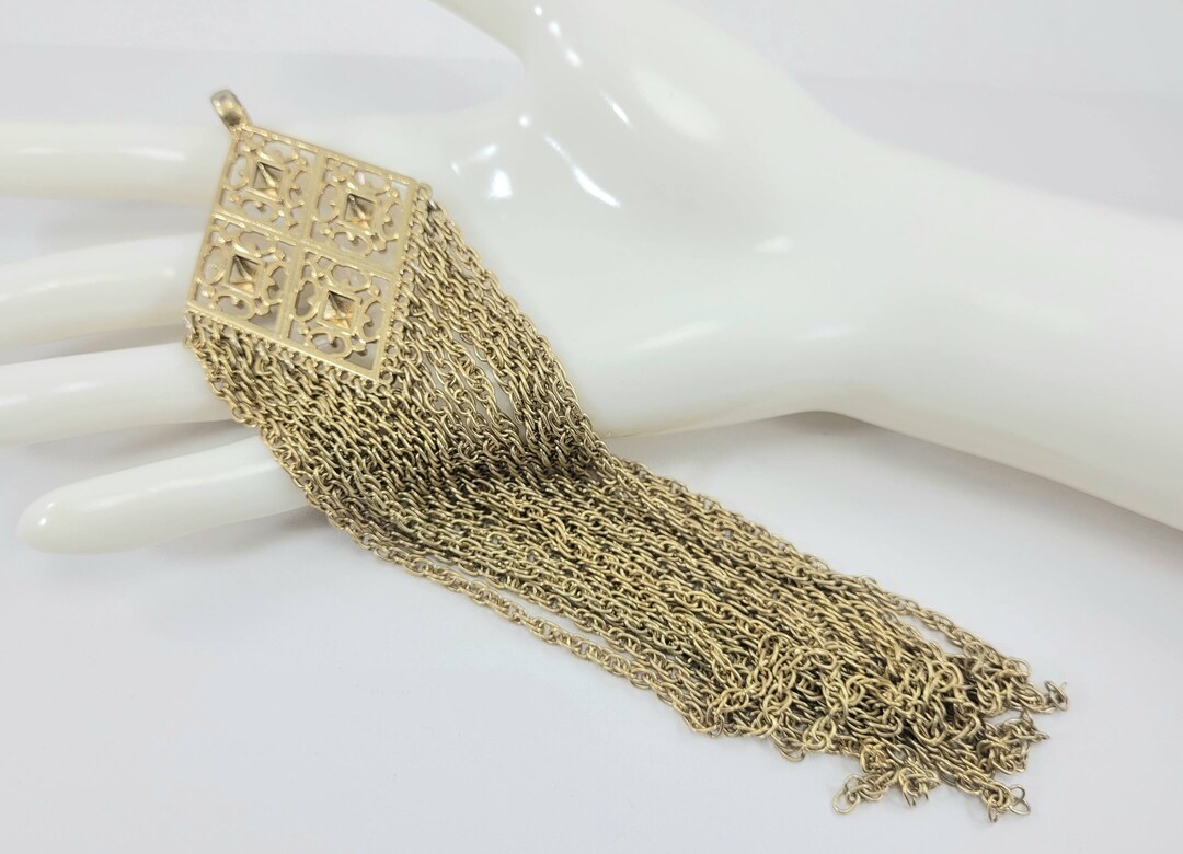 STUNNING CHAIN PENDANT Monet Style Gold Tone 7 1/2 - Etsy