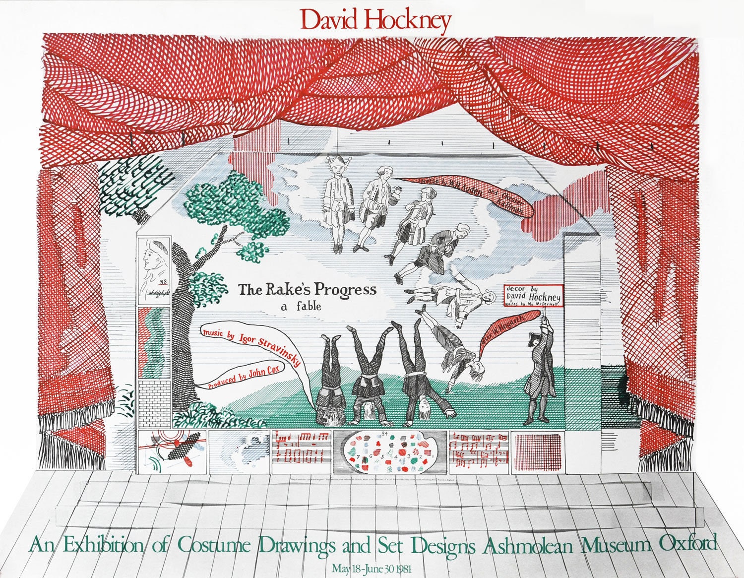 DAVID HOCKNEY 'The Rake's Progress' raro poster della mostra vintage ...
