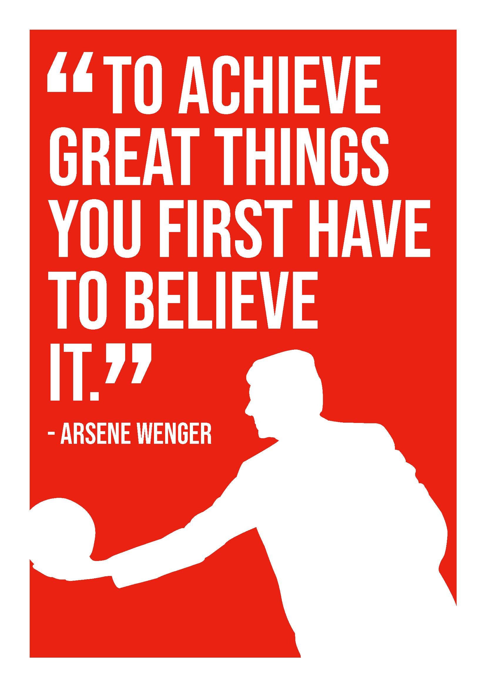 Poster Arsène Wenger Arsenal Achieve Quote A4 - Etsy España