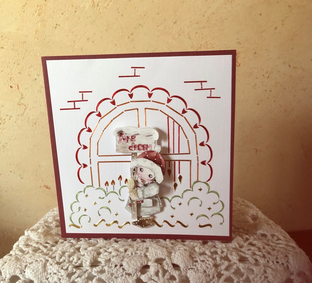 Fillette Sous La Neige Sur Carte 3D - Etsy