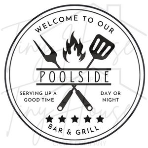 Pool Side Bar and Grill Sign SVG, Poolside Sign SVG, Bar and Grill SVG ...