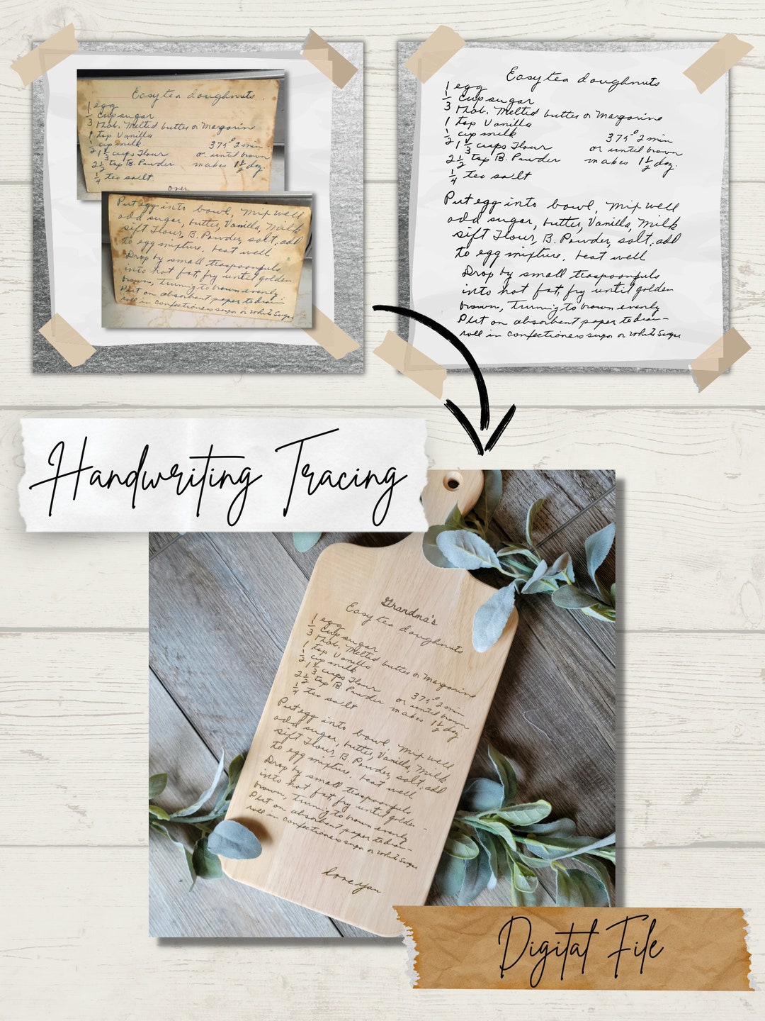 Recipe Handwriting Notes Tracing Service for Laser, Vinyl, Sublimation ...