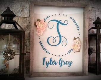 Crayon Initial in a shadow box