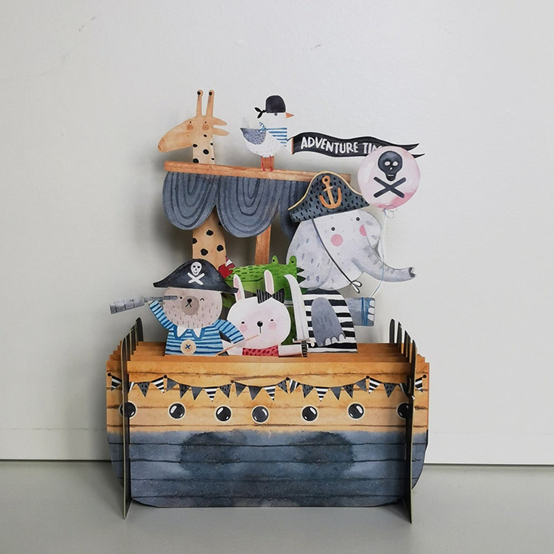 Pirate Ship Card, Pirates, Animals, Giraffe, Elephant, Jolly Roger ...