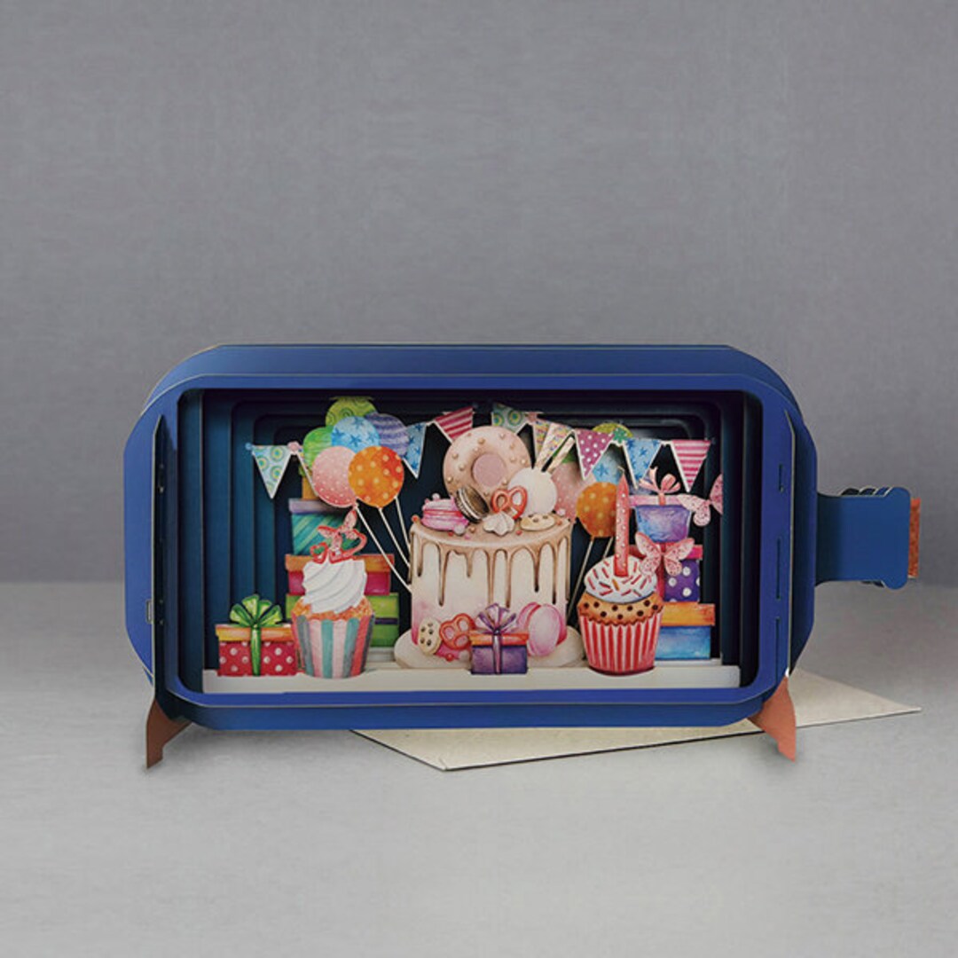 Birthday Cake,3d Pop-up Card,handmade, Cupcakes, Bunting, Balloons ...
