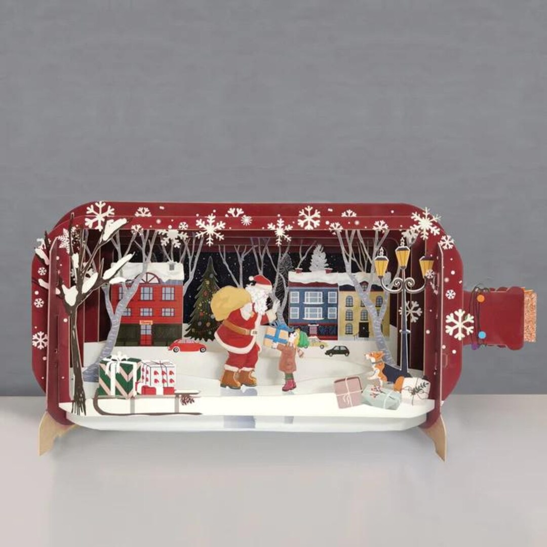 Christmas, 3D Pop-up Card, Santa Claus, Children,presents. Sledge ...