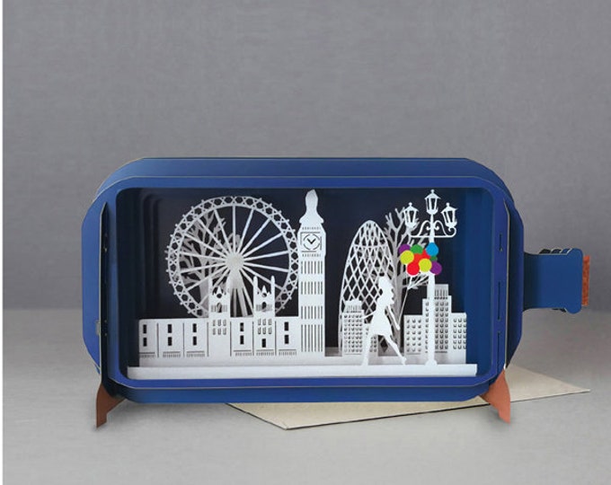 London,3d Pop-up Card,handmade,big Ben,london Eye,gherkin,balloons,girl ...