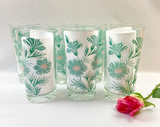 Boutonniere Pattern Drinking Glasses Taylor Smith Taylor Aqua ...