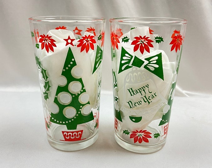 Vintage Hazel Atlas Christmas Holiday Drinking Glasses - Set of 2 - Etsy