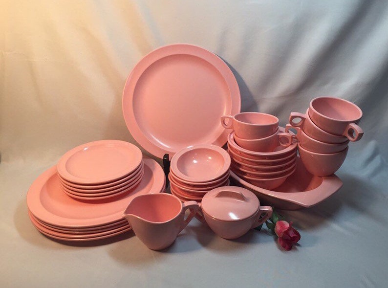 Melmac Prolon Pink Melamine Dinnerware Set 31 pieces | Etsy