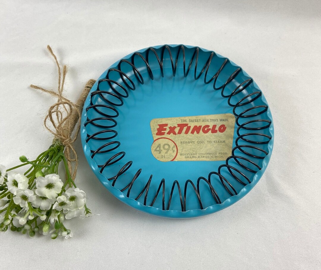 Vintage Mid Century Turquoise Aqua Coil Spring Extinglo Ashtray MCM - Etsy
