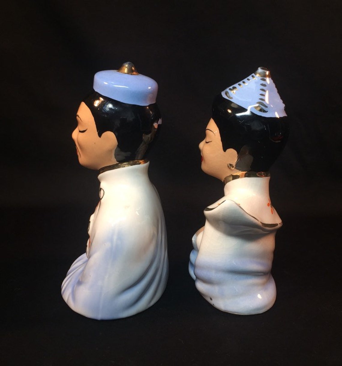 Vintage Asian Bust Head Large Figures Statue Pair | Etsy