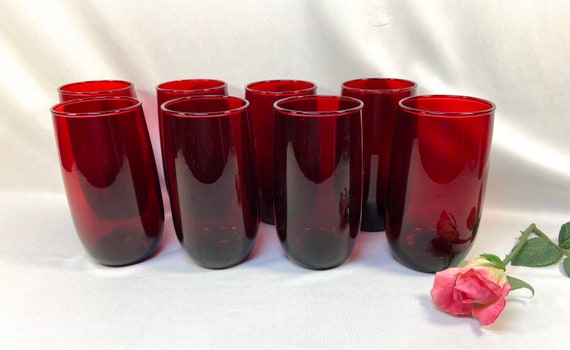 5 Royal Ruby Red Vintage Drinking Glasses Tumblers by - Etsy