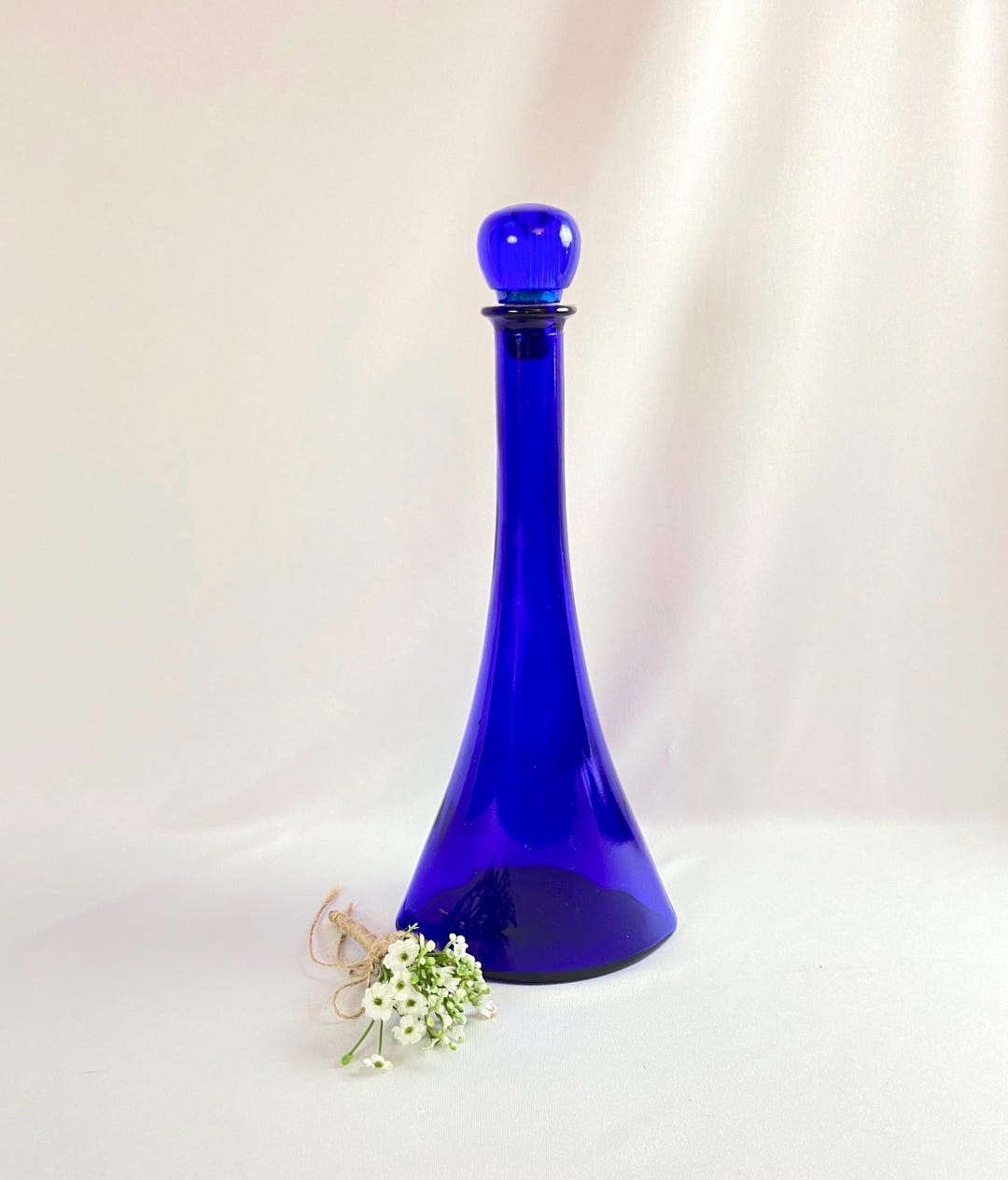 Vintage Cobalt Blue Decanter Botte With Stopper - Etsy