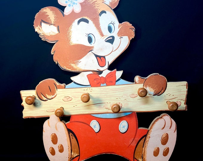 Vintage 1950’s Teddy Bear Clothes Rack Pressed Paper Children’s Room ...