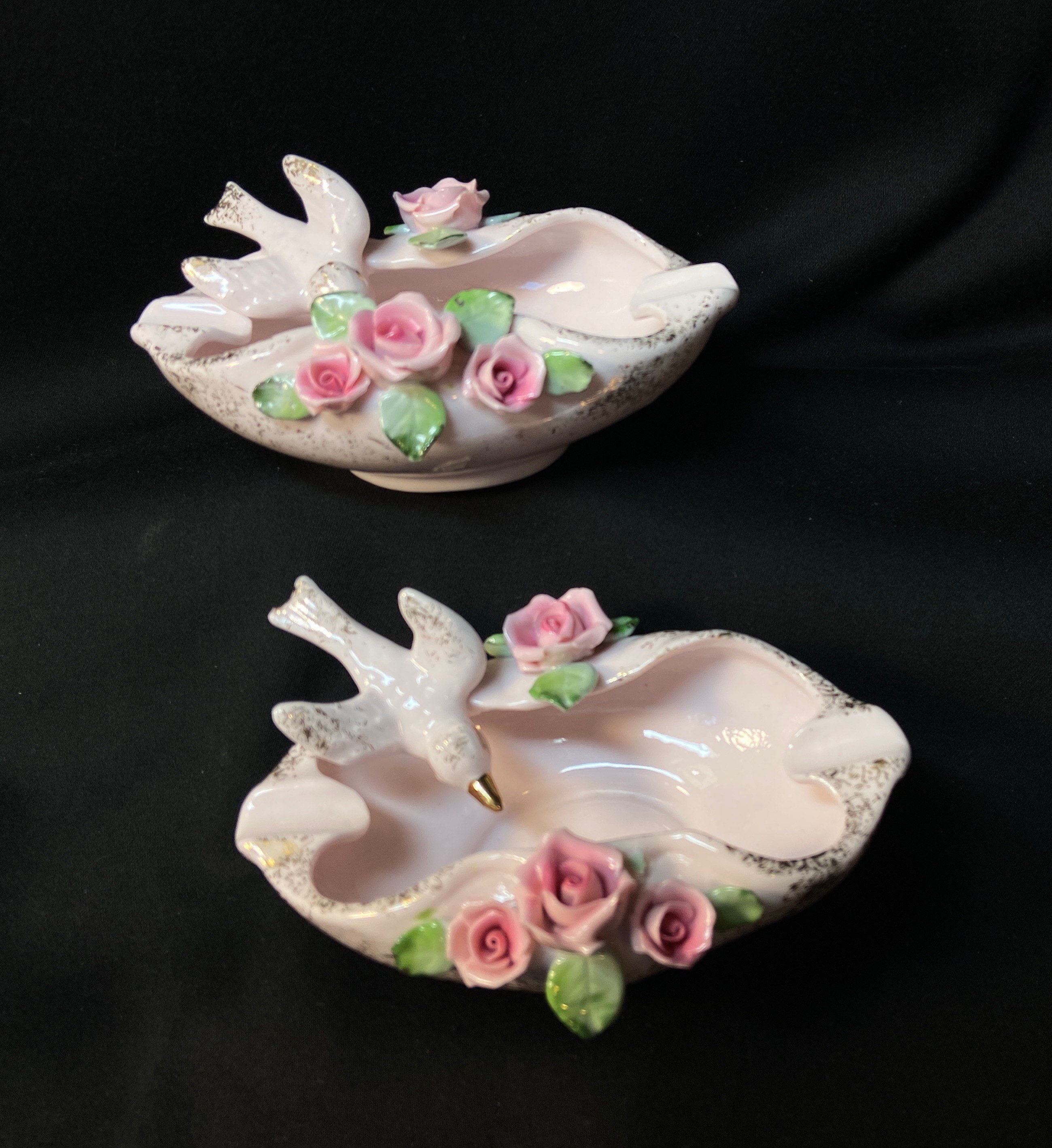 Vintage Lefton Small Dainty Ashtrays Roses Swan Pink Sold | Etsy
