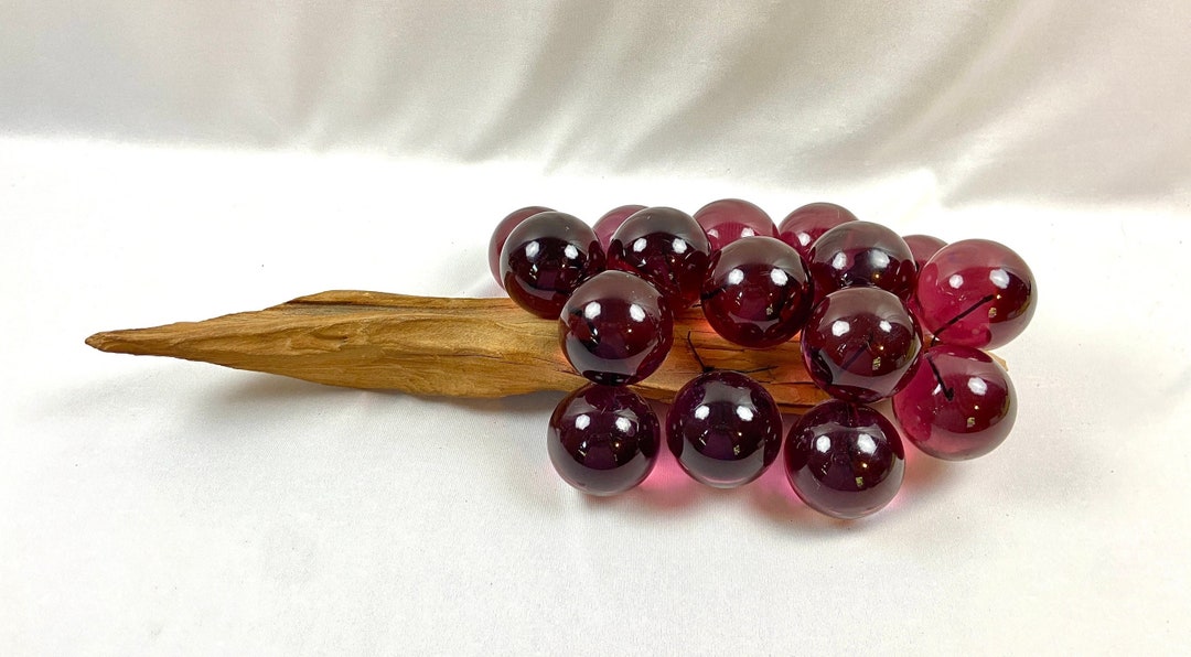 Vintage Large 14” Lucite Driftwood Grape Cluster Purple Burgundy MCM ...