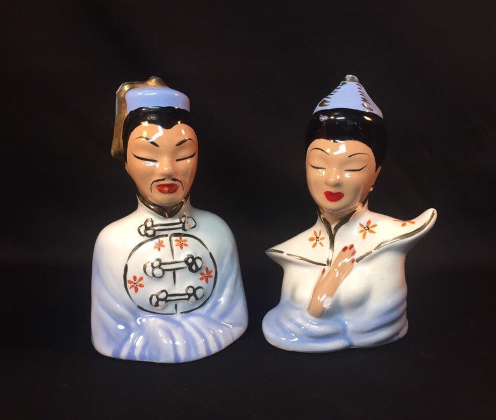 Vintage Asian Bust Head Large Figures Statue Pair - Etsy
