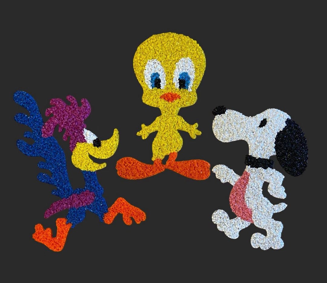 Vintage Melted Popcorn Plastic Wall Decor Decorations Tweety Roadrunner ...