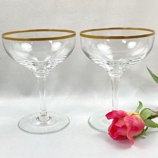 Gold Rim Champagne Glasses - Etsy
